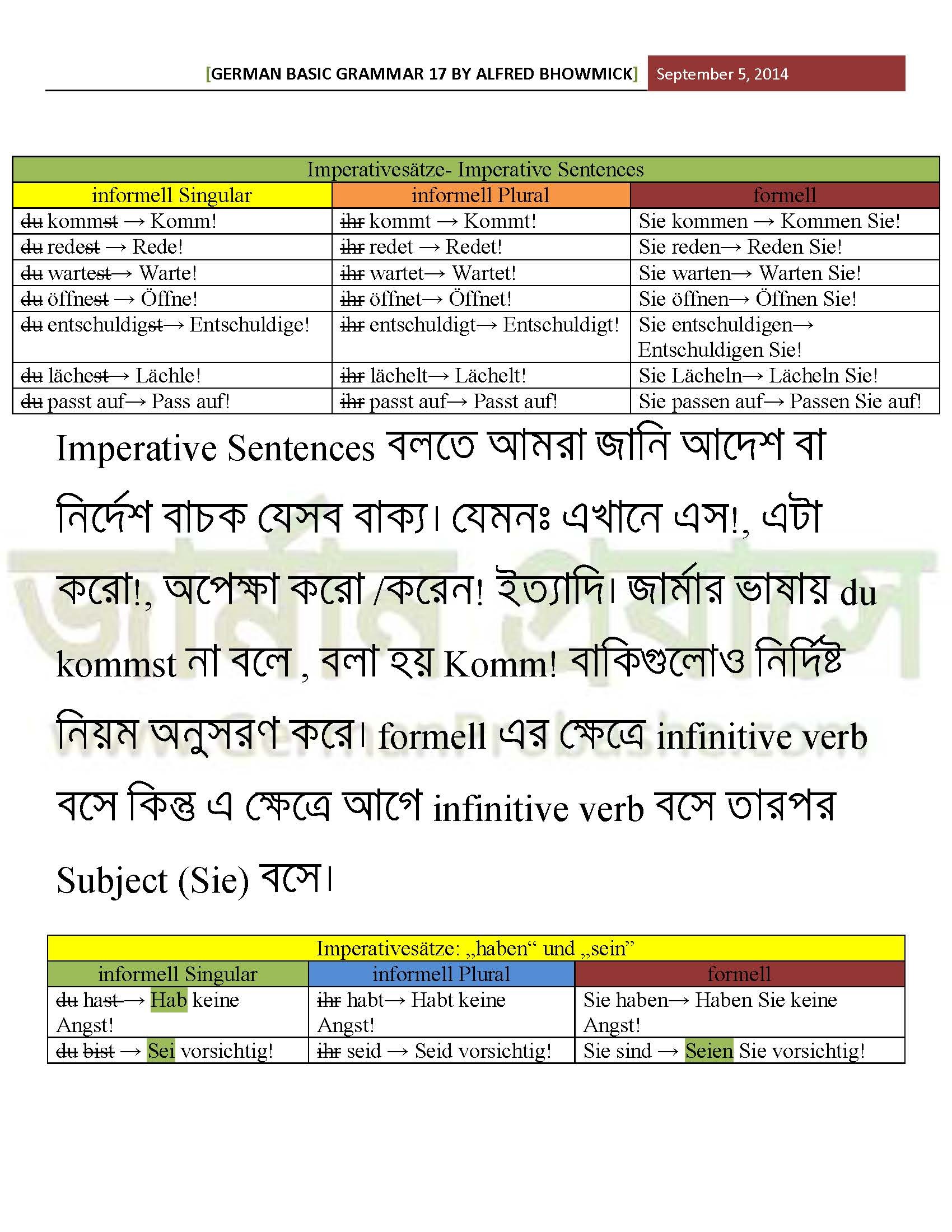 German Basic Grammar 17- Imperativesätze – জার্মান প্রবাসে
